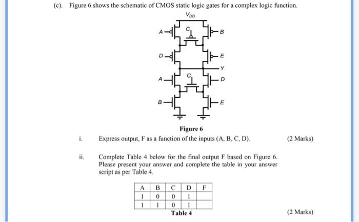 Solved (c). Figure 6 shows the schematic of CMOS static | Chegg.com