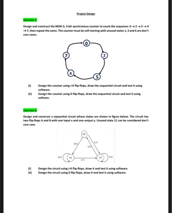 Solved Project Design Exercise Design and construct the | Chegg.com