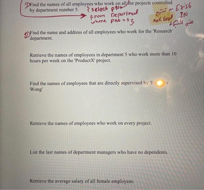 Solved DFind the names of all employees who work on all fhe | Chegg.com