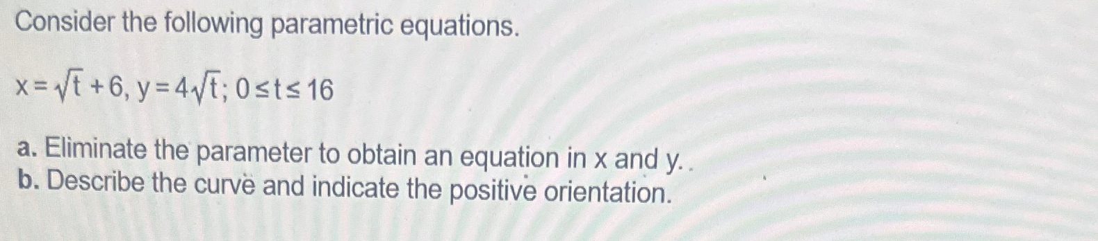 Solved Consider the following parametric | Chegg.com