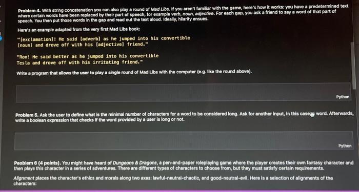 Solved Problem 4. Whth string concatenation you can also | Chegg.com