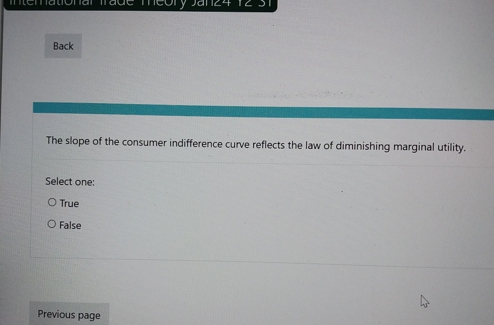 Solved The slope of the consumer indifference curve reflects | Chegg.com