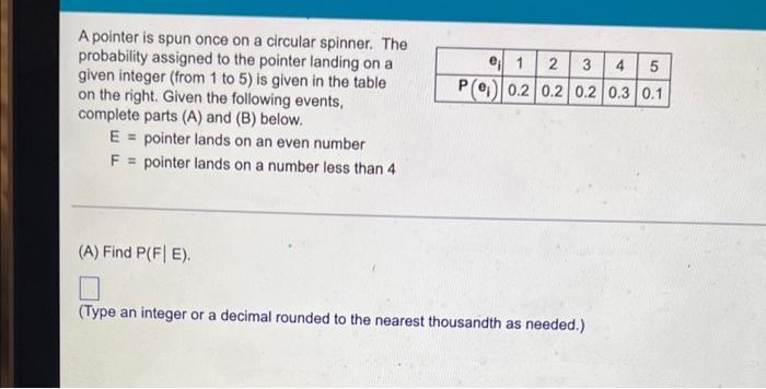 Solved A pointer is spun once on a circular spinner. The | Chegg.com