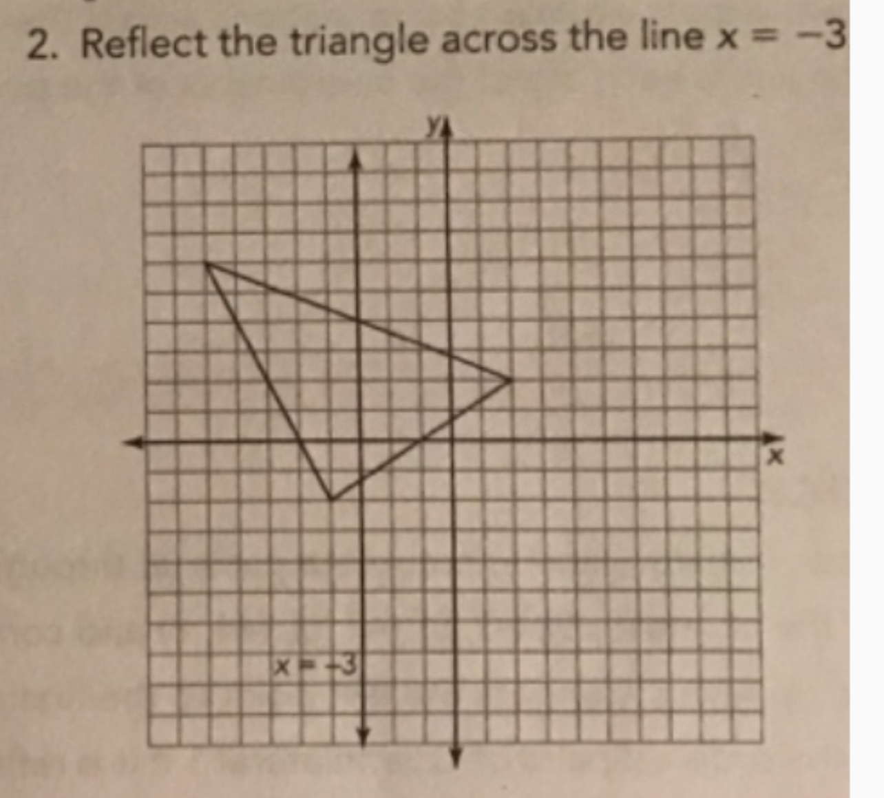 Solved Reflect the triangle across the line x=-3reflect the | Chegg.com