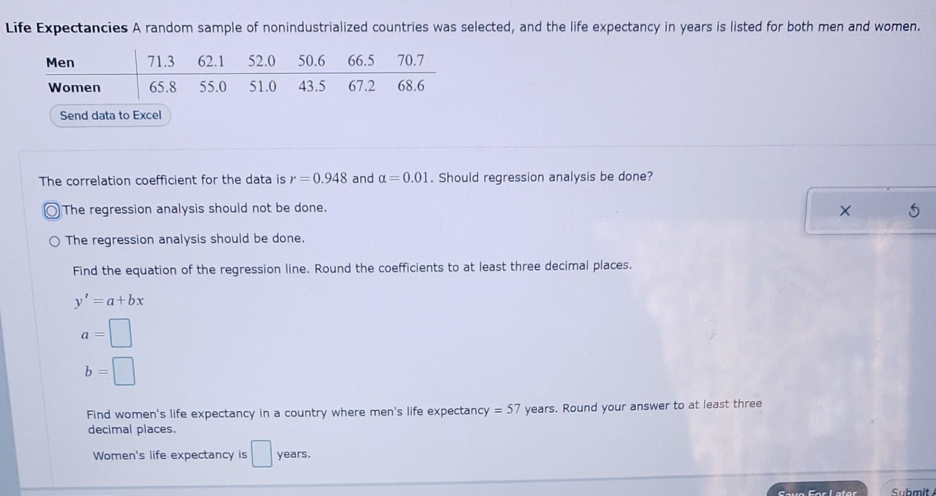 Solved correlation coefficient for the data is r=0.948 and | Chegg.com