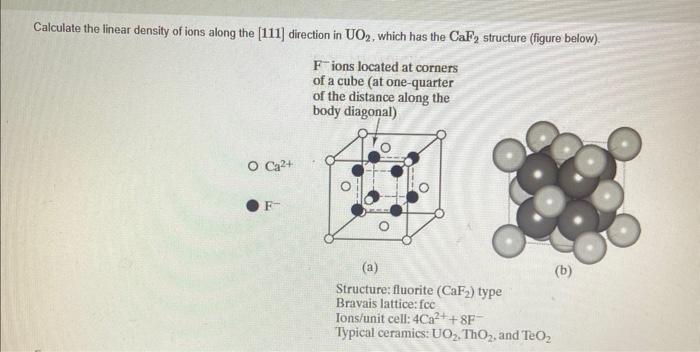 Solved Calculate the linear density of ions along the [111] | Chegg.com