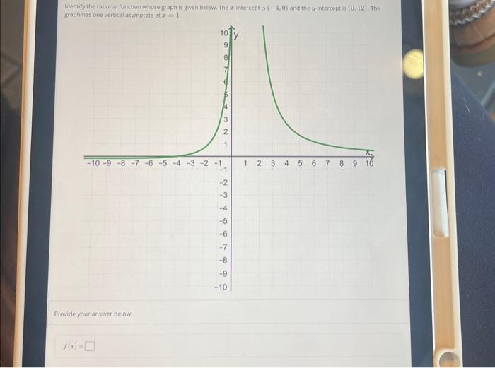 Solved Identify the rational function whose graph is given | Chegg.com