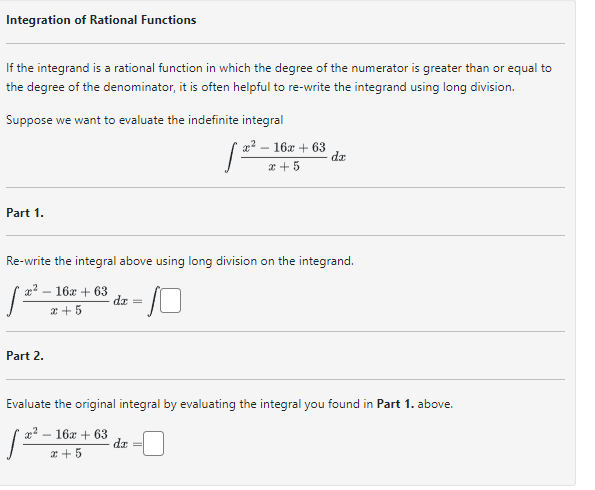 Integration of Rational FunctionsIf the integrand is | Chegg.com