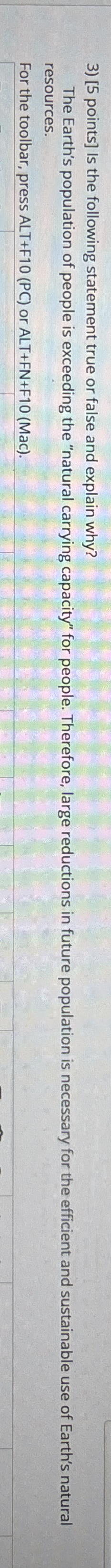 Solved [5 ﻿points] ﻿Is the following statement true or false | Chegg.com