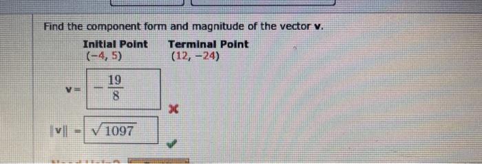 Solved Find the component form and magnitude of the vector | Chegg.com