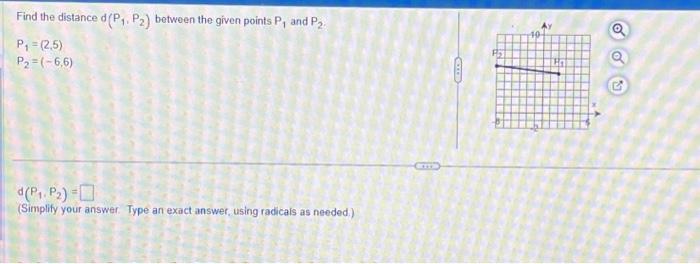 Solved Find the distance d(P1,P2) between the given points | Chegg.com
