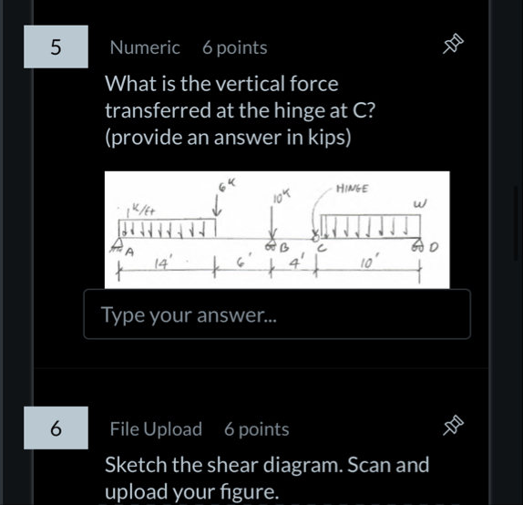 5Numeric 6 ﻿pointsWhat is the vertical force | Chegg.com