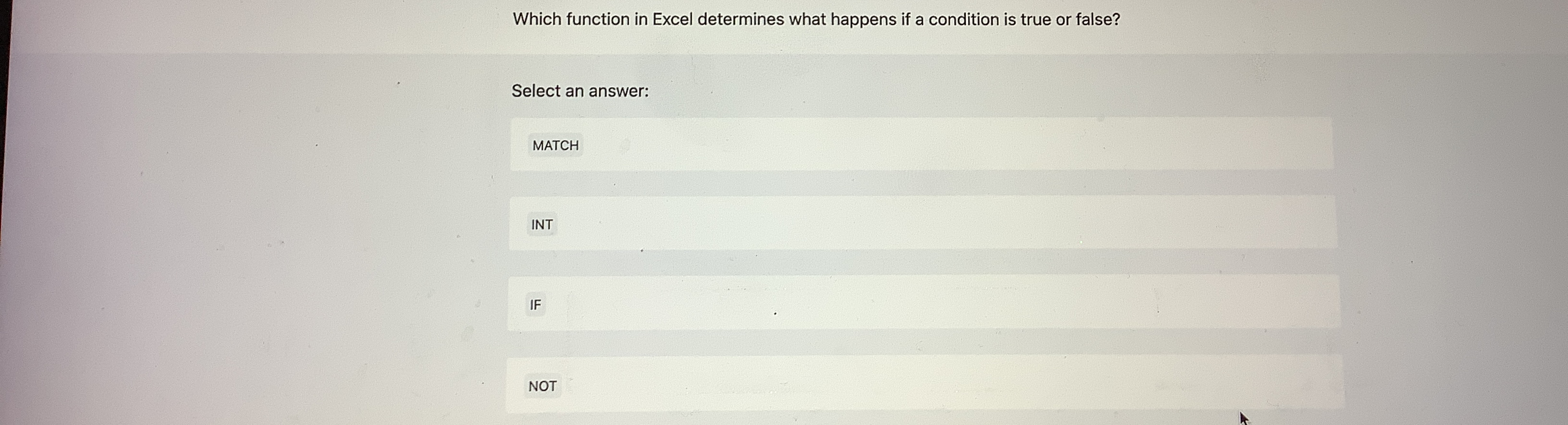 Solved Which function in Excel determines what happens if a | Chegg.com