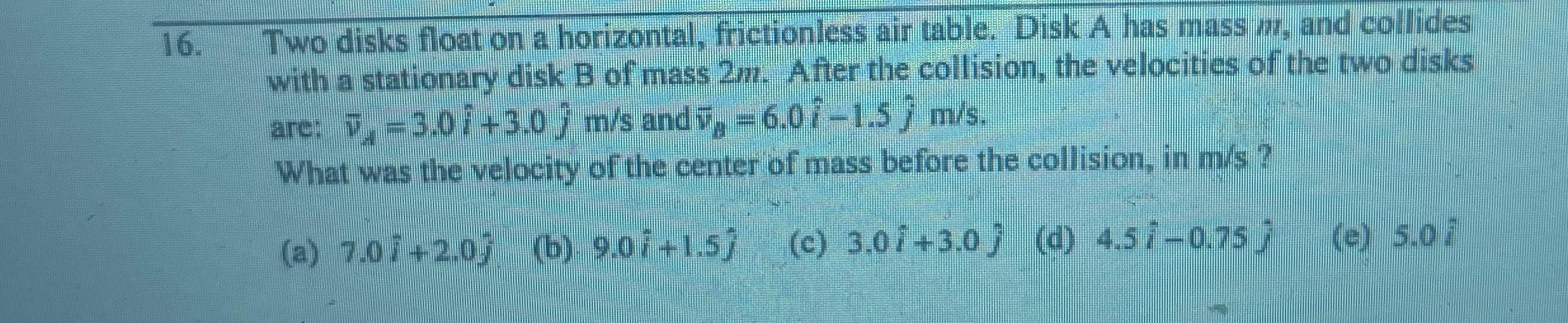 Solved Two disks float on a horizontal, frictionless air | Chegg.com