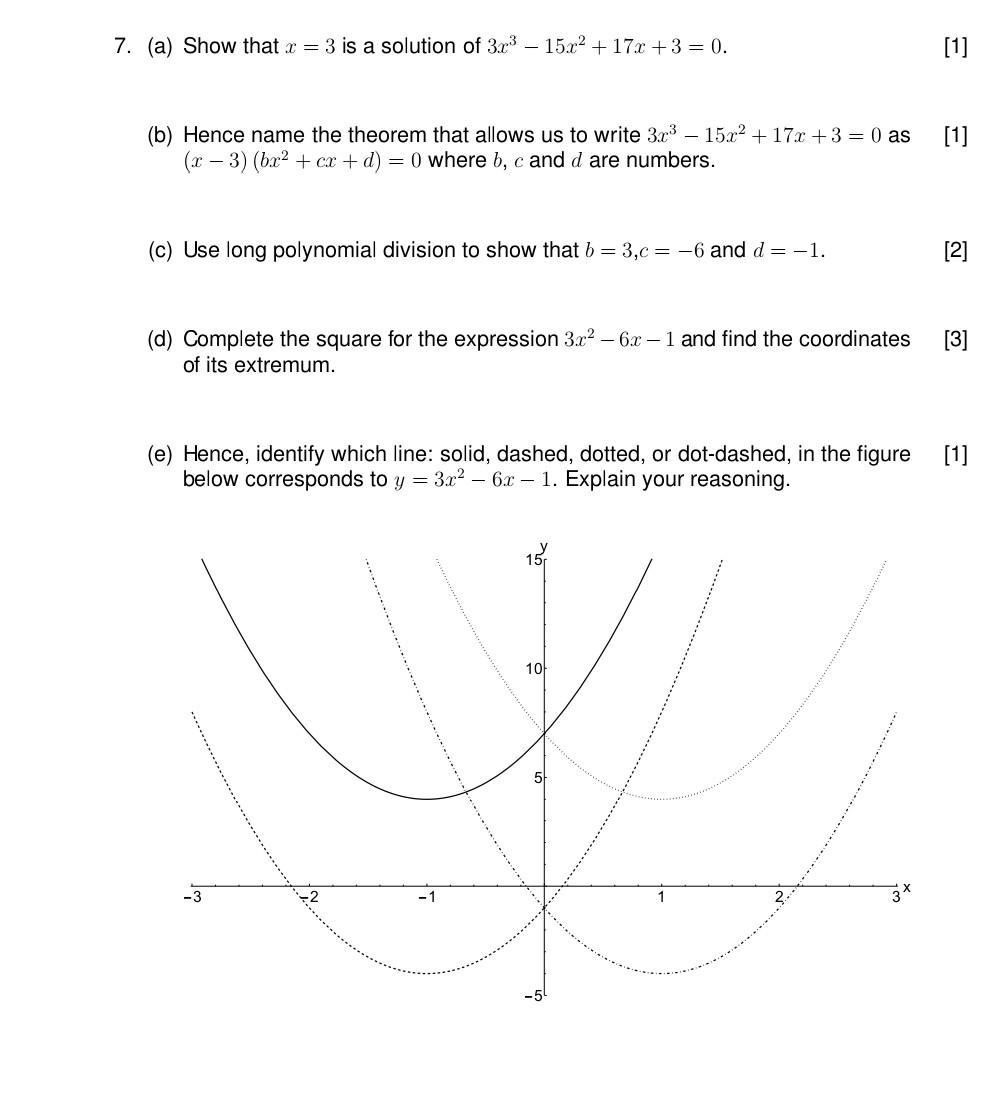 Solved 7. (a) Show that x = 3 is a solution of 3.23 – 15x2 + | Chegg.com