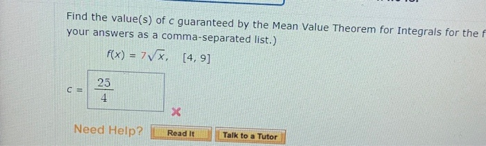 Solved Find the value(s) of a guaranteed by the Mean Value | Chegg.com