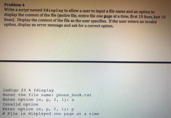 Solved Problem 3 Write a script named allfiles to allow a | Chegg.com