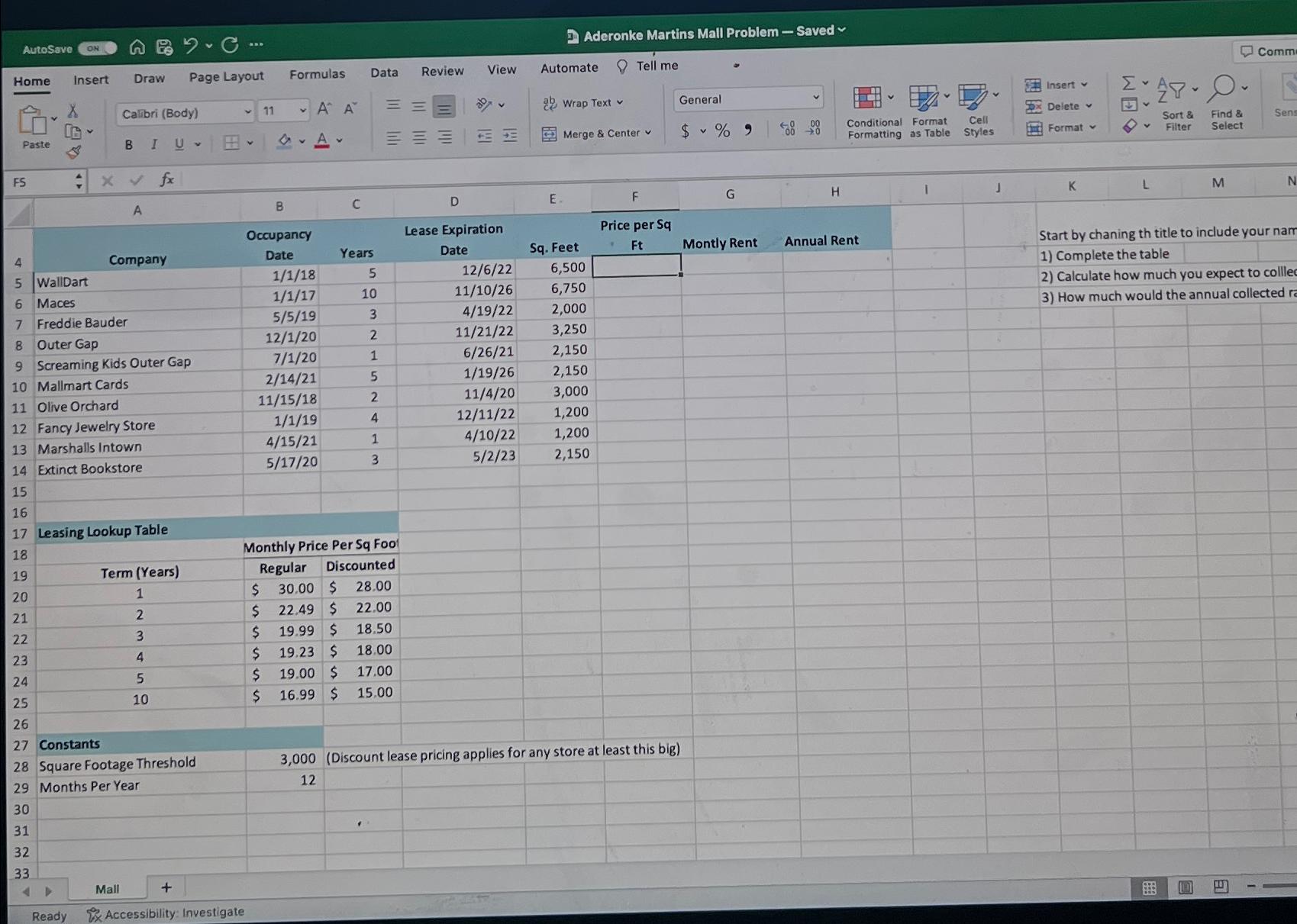Solved Can you show me the wxcel formulas needed to solve | Chegg.com