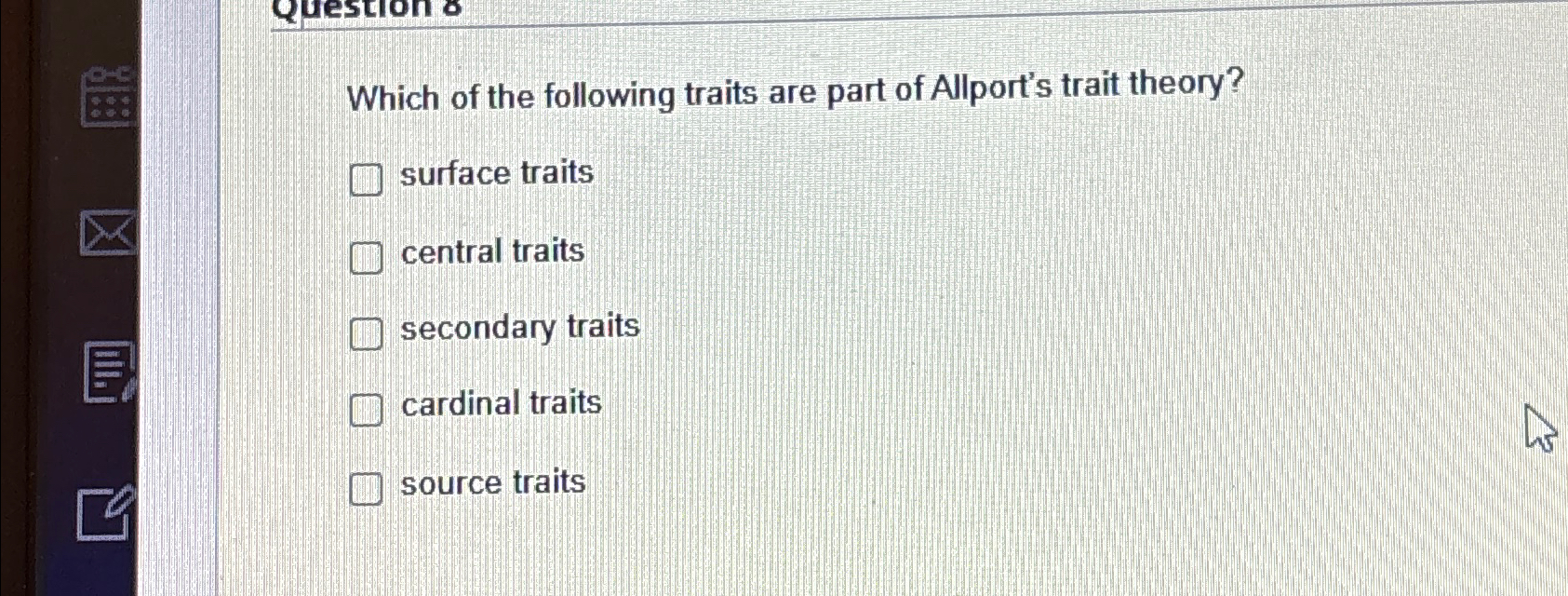 Which of the following traits are part of Allport's | Chegg.com