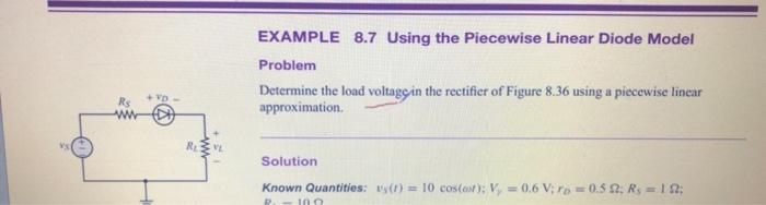 Solved EXAMPLE 8.7 Using the Piecewise Linear Diode Model | Chegg.com