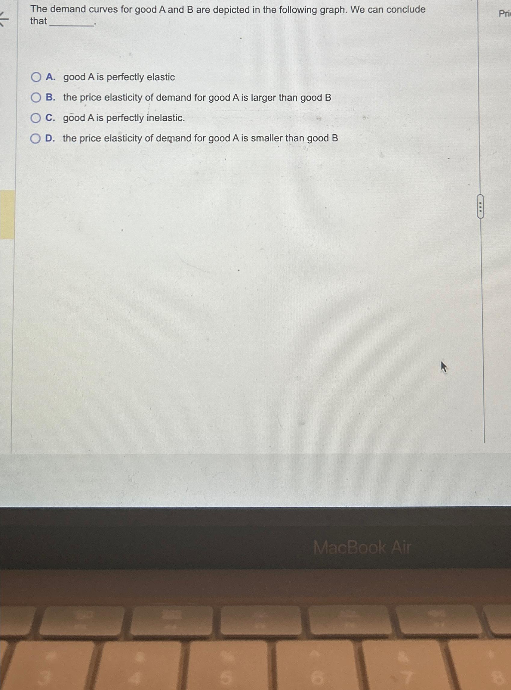Solved The demand curves for good A and B are depicted in | Chegg.com
