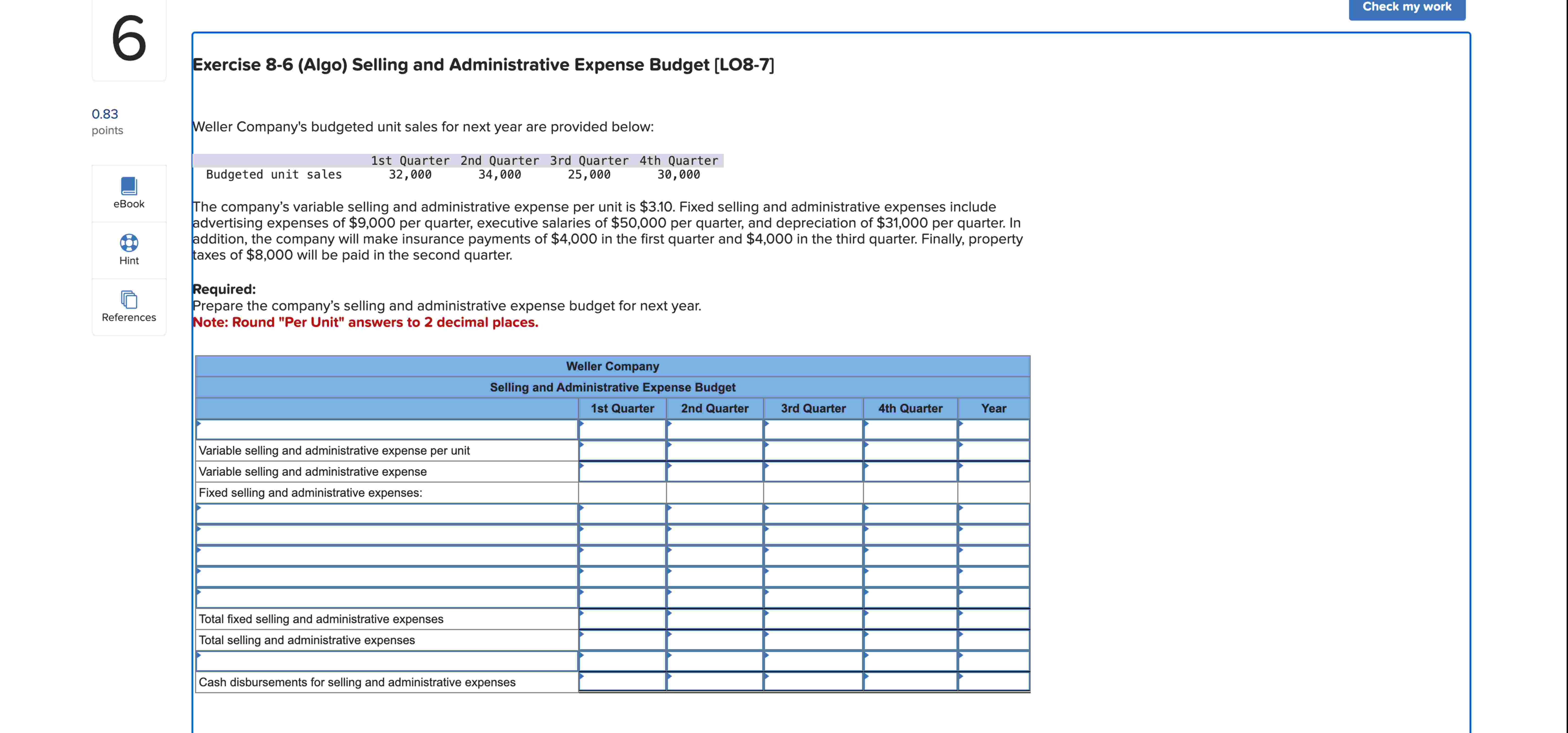 Solved Exercise 8-6 (Algo) ﻿Selling and Administrative | Chegg.com