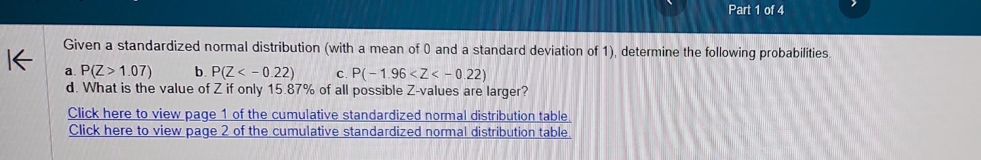 Solved Cumulative Standardized Normal Distribution Table 7840