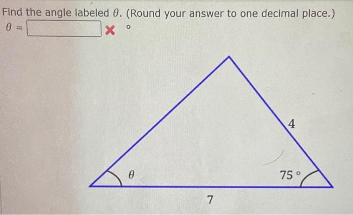 Find the angle labeled θ. (Round your answer to one | Chegg.com