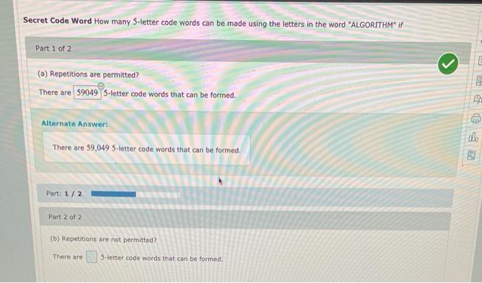 Solved Secret Code Word How many 5-letter code words can be | Chegg.com