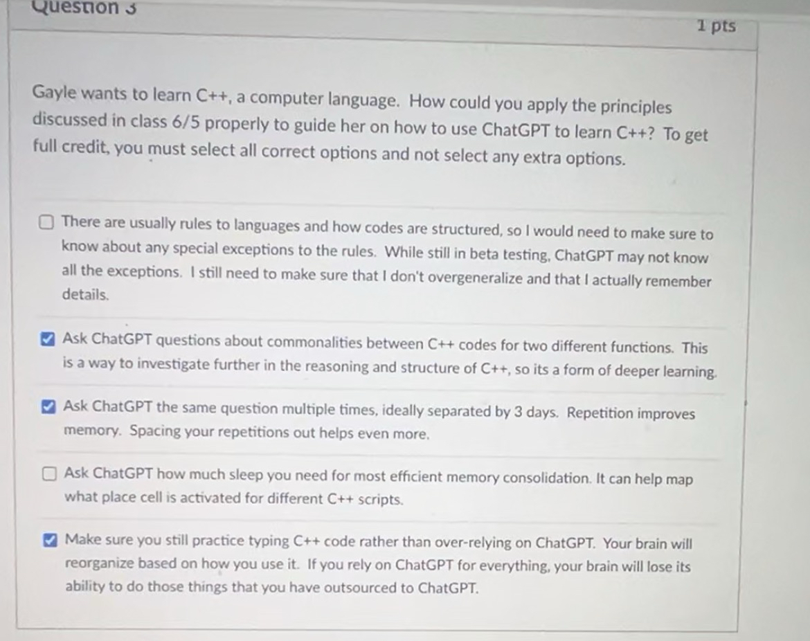 Solved 1 ﻿ptsGayle wants to learn C++, ﻿a computer language. | Chegg.com