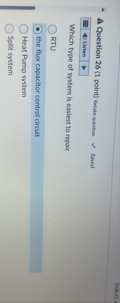 Solved 0:08:42Question 26 (1 ﻿point) ﻿Retake | Chegg.com