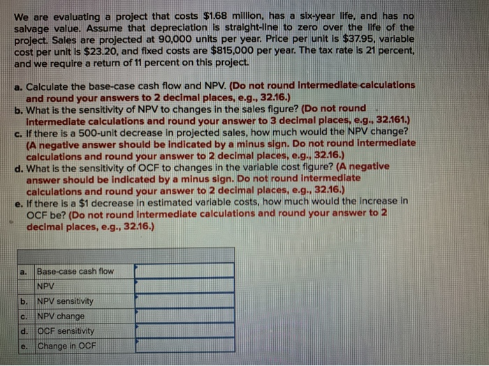 Solved We are evaluating a project that costs $1.68 million, | Chegg.com