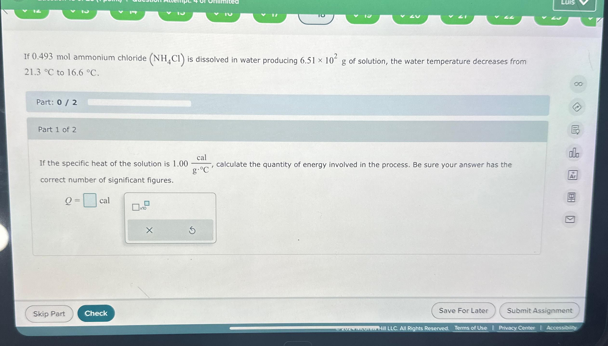 Solved If 0.493mol ammonium chloride (NH4Cl) ﻿is dissolved | Chegg.com