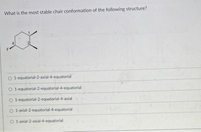Solved What is the most stable chair conformation of the | Chegg.com