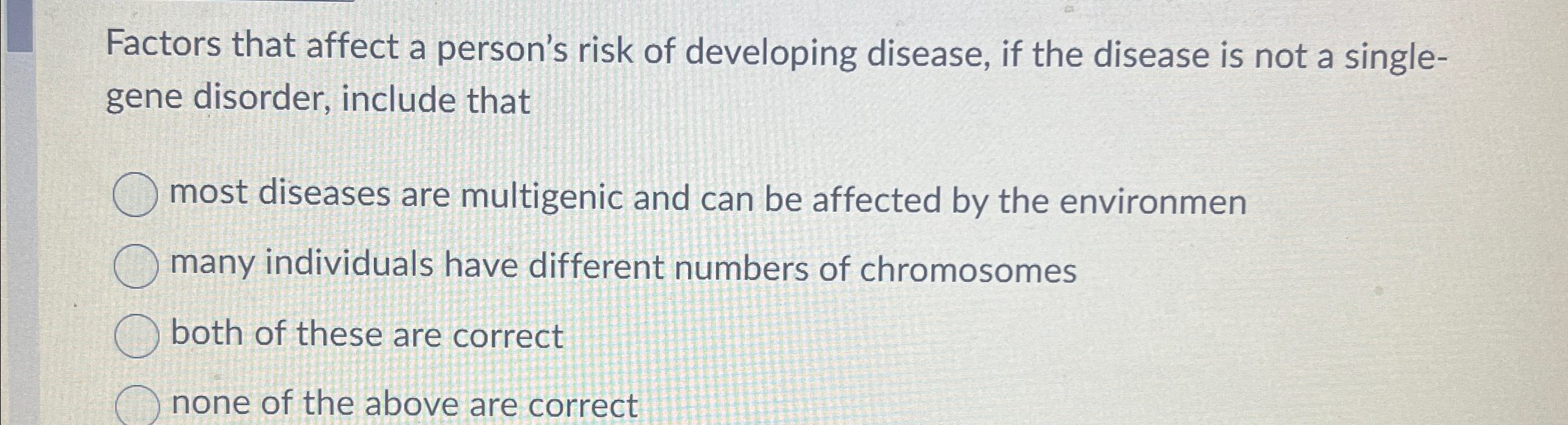 Solved Factors that affect a person's risk of developing | Chegg.com