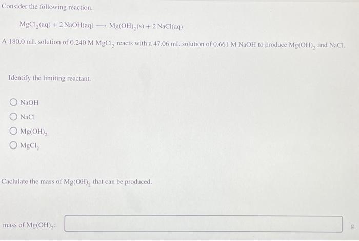 Solved Consider the following reaction. | Chegg.com