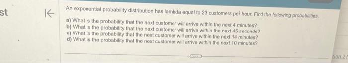 Solved An exponential probability distribution has lambda | Chegg.com