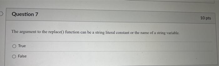 Solved The argument to the replace() function can be a | Chegg.com