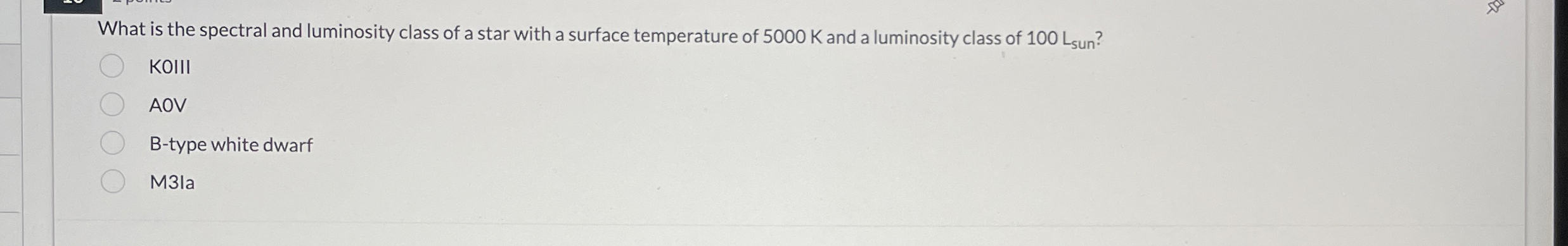 Solved What is the spectral and luminosity class of a star | Chegg.com