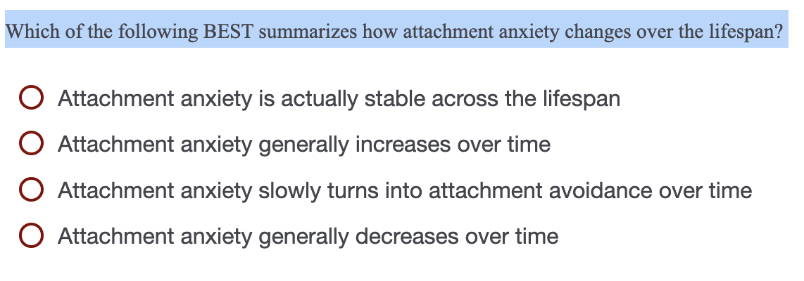 Solved Which of the following BEST summarizes how attachment | Chegg.com