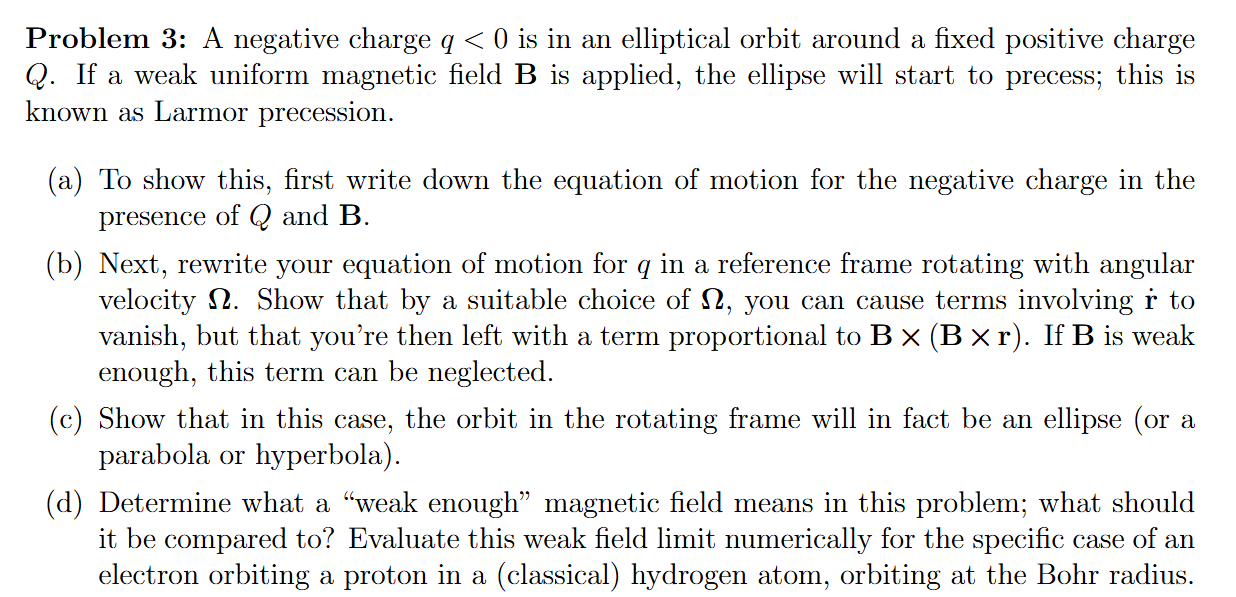 Problem 3: A negative charge \( ﻿q