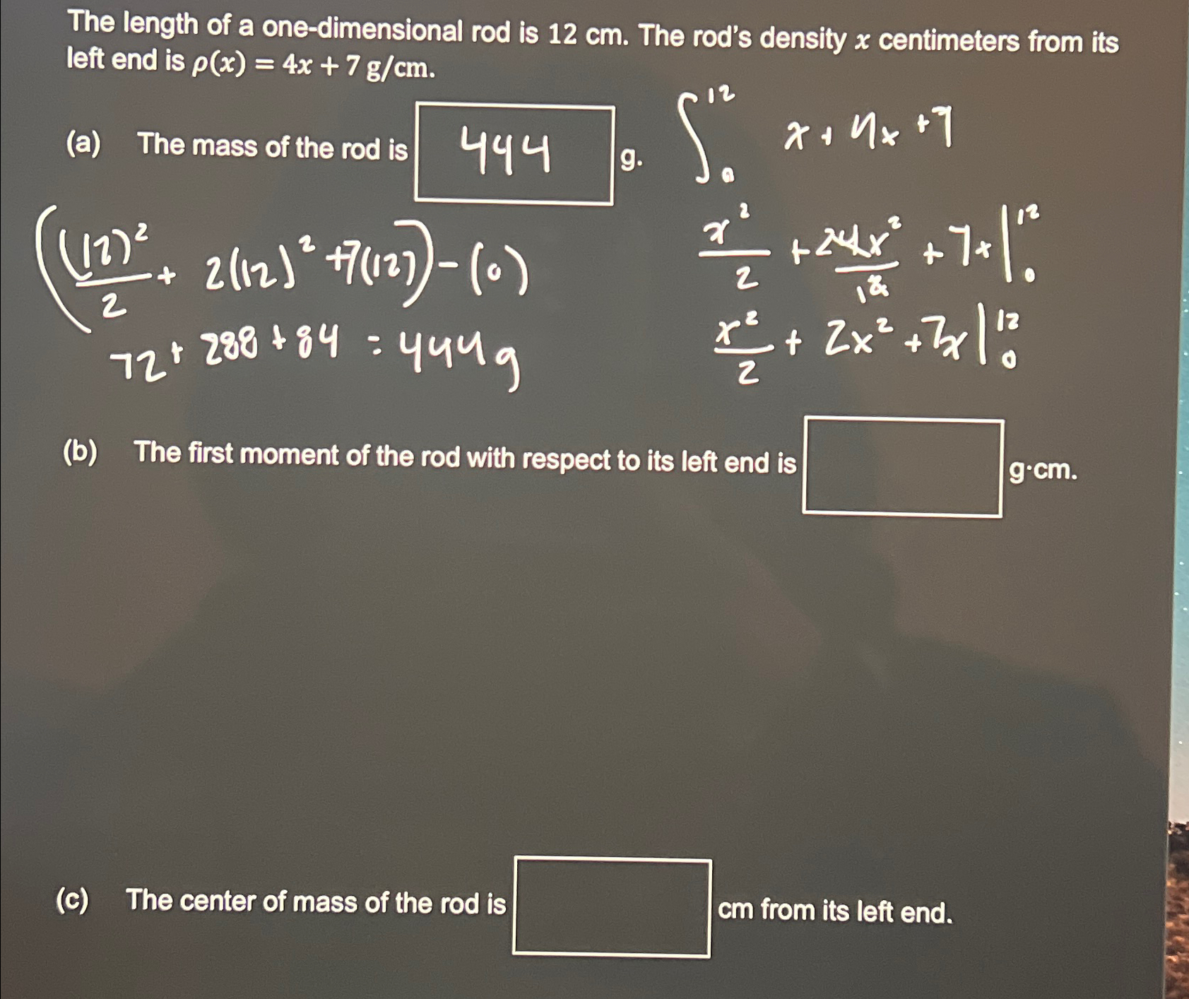 Solved The length of a one-dimensional rod is 12cm. ﻿The | Chegg.com