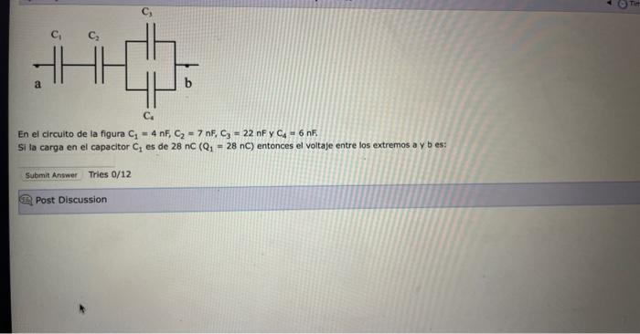 Solved in the circuit of the figure C1 = 4 nF, C2 = 7nF, C3 | Chegg.com