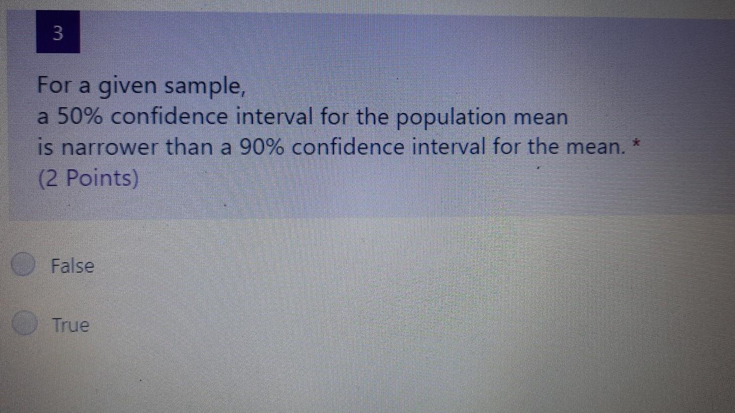 Solved 3 For a given sample, a 50% confidence interval for | Chegg.com