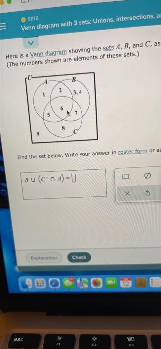 Solved SETS Venn diagram with 3 sets: Unions, intersections, | Chegg.com
