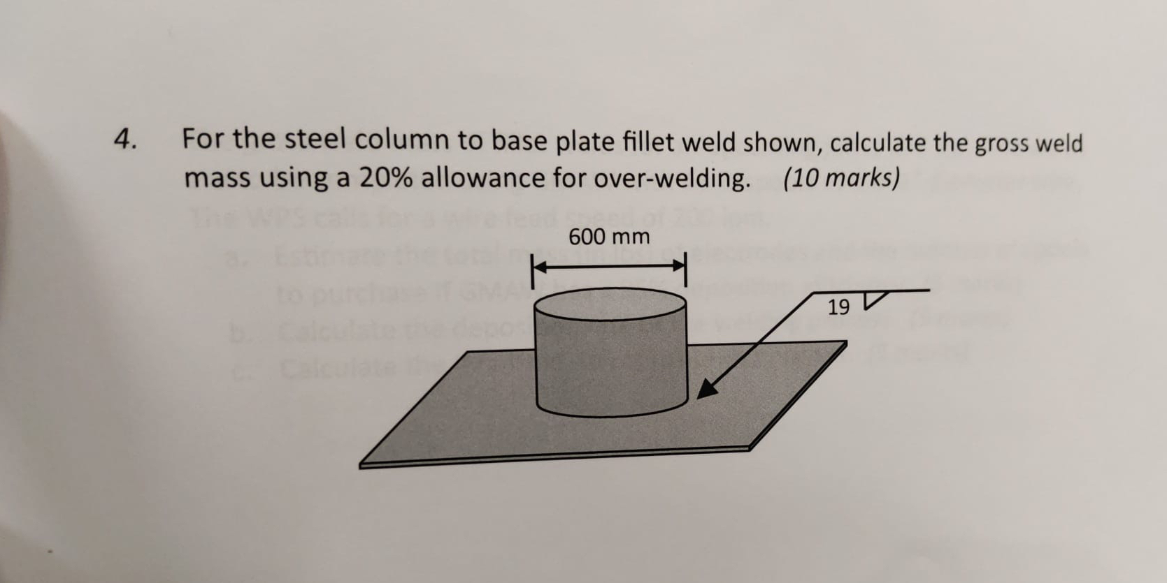 Solved For the steel column to base plate fillet weld shown, | Chegg.com