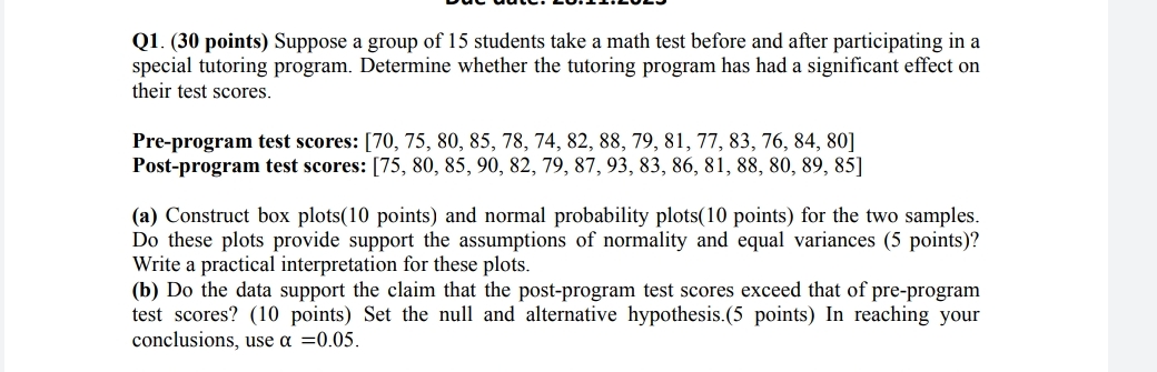 Solved Q1. (30 ﻿points) ﻿Suppose a group of 15 ﻿students | Chegg.com