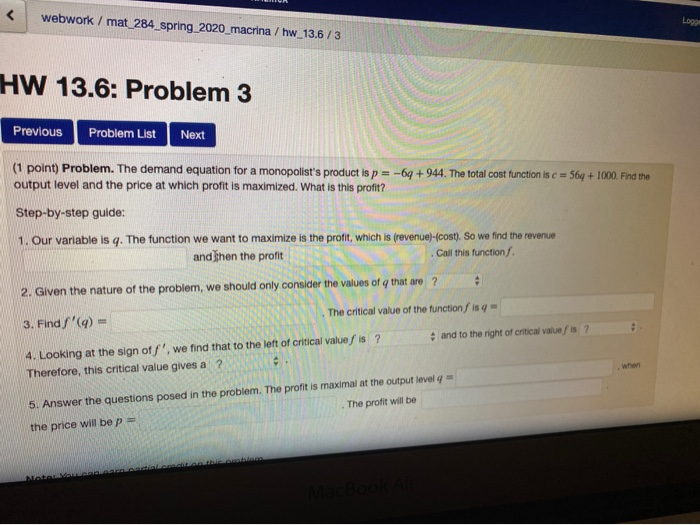 Solved webwork / mat_284_spring_2020_macrina/hw_13.6/3 Logo | Chegg.com