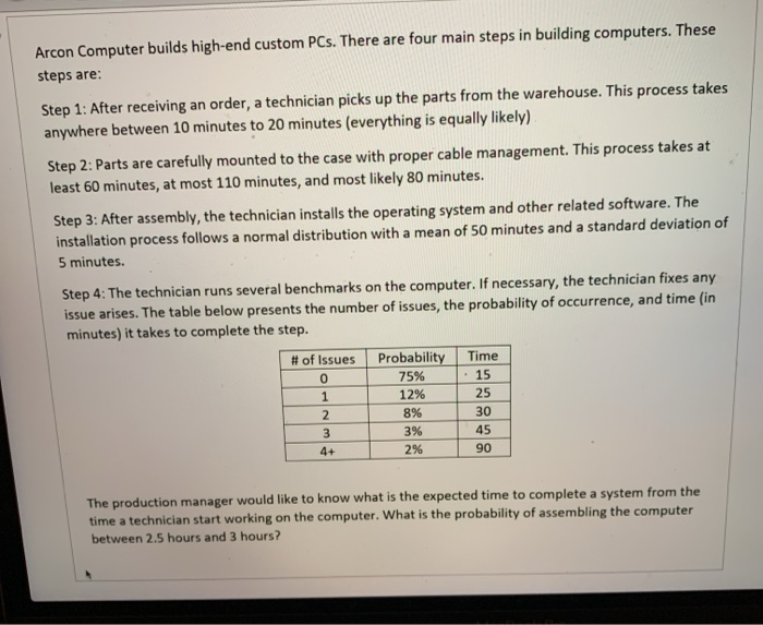 Arcon Computer builds high-end custom PCs. There are | Chegg.com