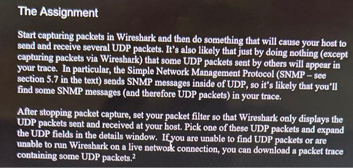 Solved The Assignment Start capturing packets in Wireshark | Chegg.com